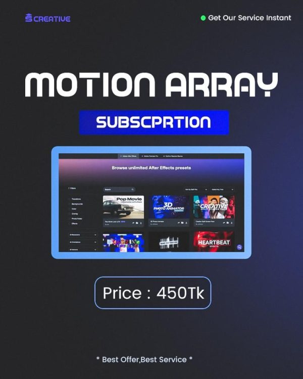 Motion Array's 1-Month Subscription Bangladesh - Joss Creative Agency